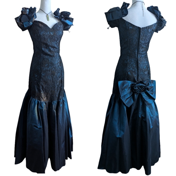 Michael Vincent | Dresses | Vintage 8s Whimsygoth Lace Taffeta Prom ...